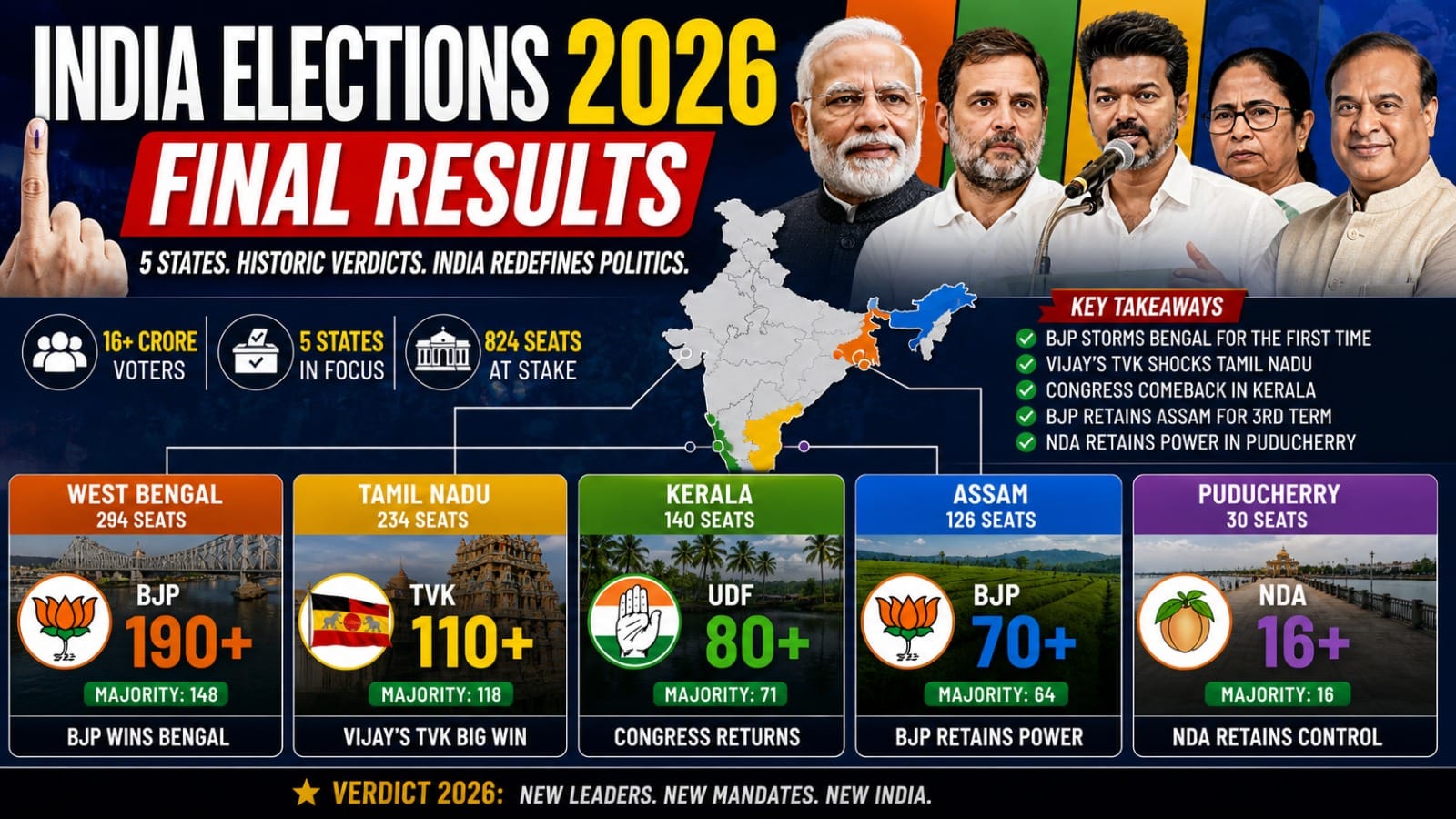 India Election Results 2026: Complete State-Wise Results, Winners, Seat ...